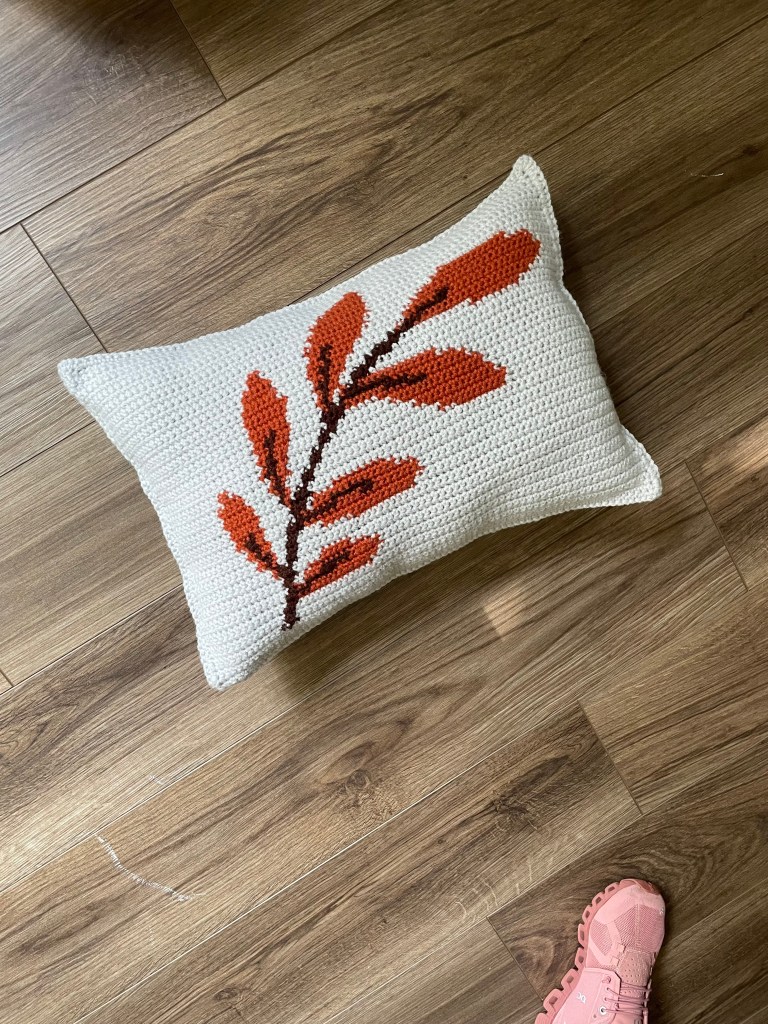 Fall Leaves Crochet Pillow Pattern - The Morning Crafter